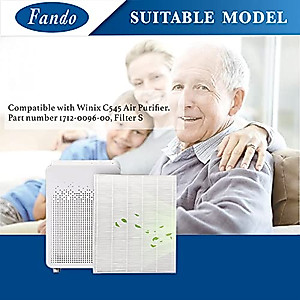 3 Pack C545 Replacement HEPA Filter Compatible with Winix C545, Ture HPEA Filter S Only, Part Number 1712-0096-00