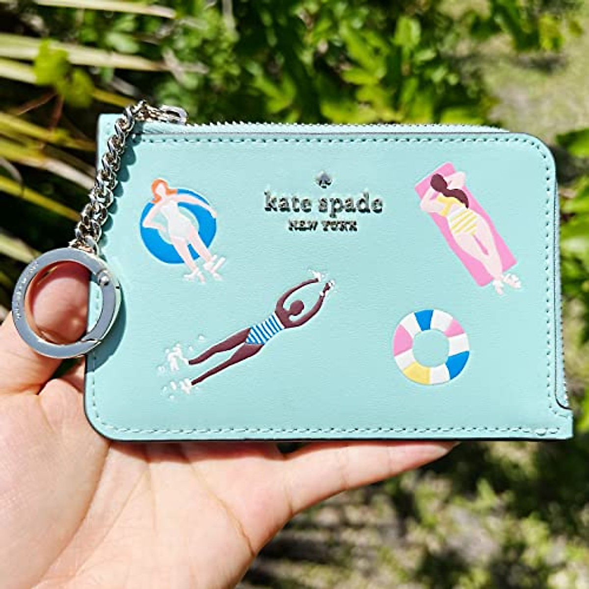 Kate Spade Pool Float Novelty Medium L-Zip Key Ring Cardholder Wallet Poolside