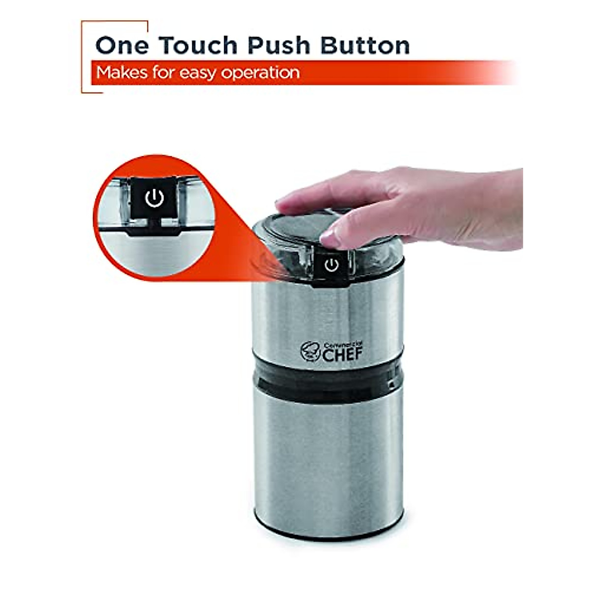 Electric Coffee Grinder Spice Grinder - Stainless Steel Blades Grinder for Coffee Bean Seed Nut Spice Herb Pepper, Brushed Stainless Steel Texture and Transparent Lid