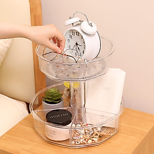 Bienvoun 2 Tier Lazy Susan Organizer Turntable Clear Spice Rack Organizer for Cabinet Height Adjustable Cabinet Organizer for Pantry Kitchen Clear