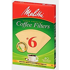 Melitta 6 Cone Coffee Filters, Unbleached Natural Brown, 40 Count (Pack of 12) 480 Total Filters Count - Packaging May Vary