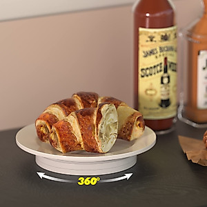 VOLCANOES CLUB Lazy Susan Turntable Organizer - 6 Inch Heavy Duty Rotating Swivel Stand with Steel Ball Bearings for Cake, Kitchen Cabinets, Monitor, TV, Painting, Display (30lb Capacity/White)