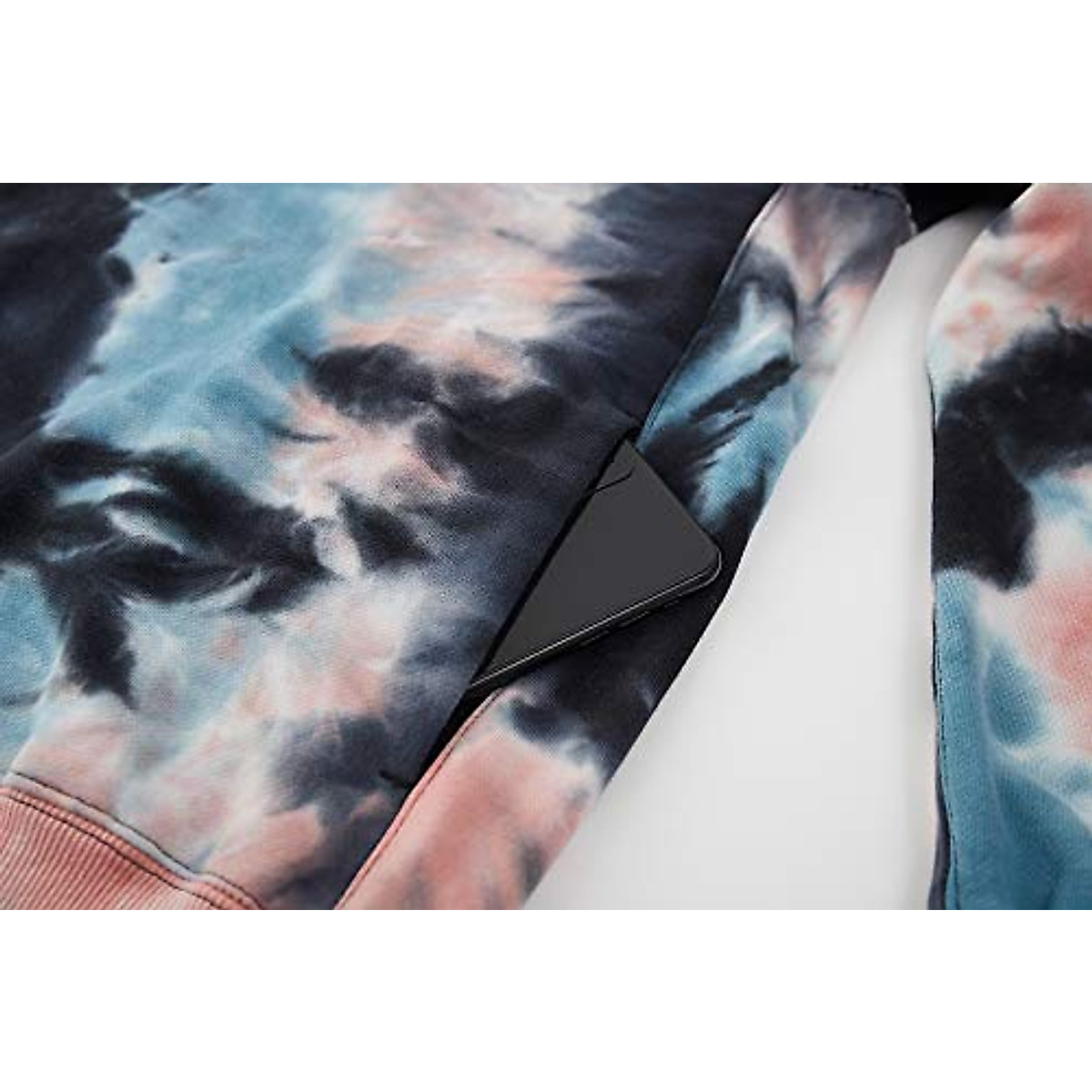 KLIEGOU Mens Tie-Dye Pullover Hooded Sweatshirt (288 Pink/Green L)