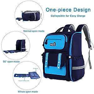 Fsoezso School Backpacks 16 * 12 * 5 in for boy, Cute Book Bag with Compartments for Teen boy Kid Students Elementary Middle School, Kids' School Bag, Blue