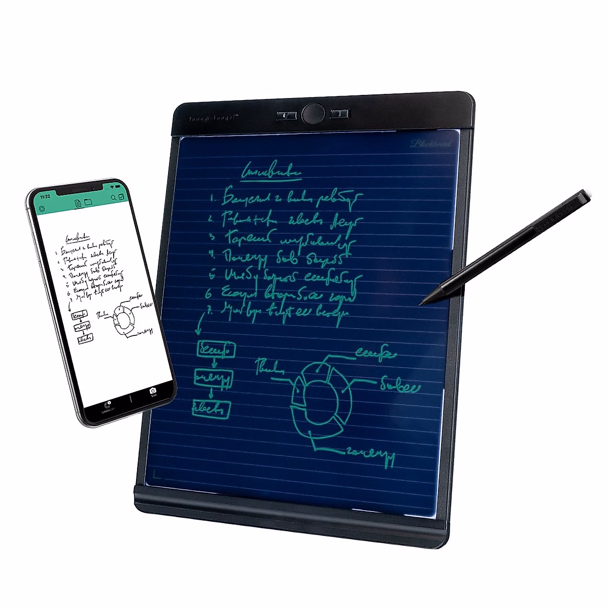 Boogie Board Blackboard Authentic Reusable Notebook with Letter-Size Writing Tablet with Stylus, Instant Erase and Templates (8.5”x11”)