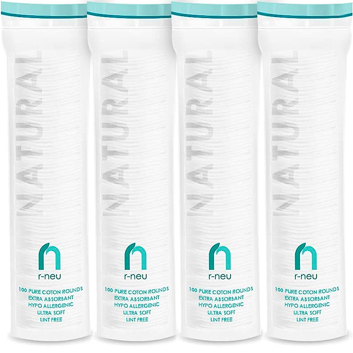 R-Neu Premium [Turkish] Cotton Rounds, 400 Count, Stitched, Waffle Textured, 100% Natural, Hypoallergenic Makeup Remover Round Cotton Pads for Face