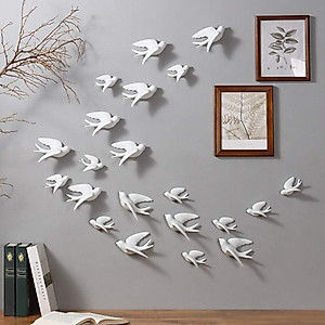 Insiswiner Ceramic Flying Birds decor 3D Wall Hanging White Birds Home Decor 2Pcs