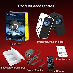 Portable Mini Projector with wifi for iPhone android phone win10 laptop,with Remote Controller Built-in Speaker wireless connect,Audio Port, Tablet USB Flash Driver Compatible