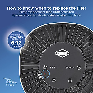 Clorox Tabletop Air Purifier True HEPA Replacement Filter, 200 Sq. Ft. Capacity, Removes 99.97% of Allergens up to 0.1 Micron, Compatible with 11020 & 11021, 1 Count (12020)