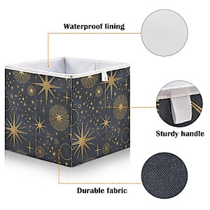 Kigai Celestial Cube Storage Bins - 11x11x11 In Large Foldable Storage Basket Fabric Storage Baskes Organizer for Toys, Books, Shelves, Closet, Home Decor