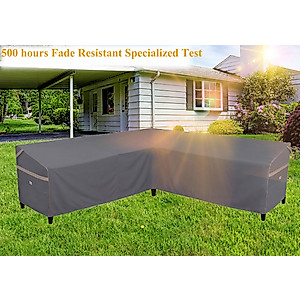 Garden Balsam Heavy Duty Waterproof Patio Furniture Covers,Fade Resistant Outdoor Sofa Covers V-Shaped Sofa Cover 115" W (on Each Side) x 33" D x 31" H Dark Grey