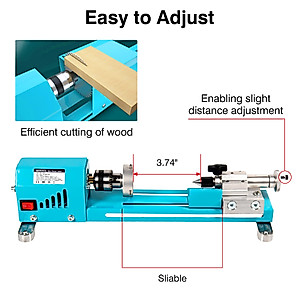 BERXOL Mini Wood Lathe Machine, 12V- 24VDC,7 Variabla Speeds 4000-9000 RPM, with Wood Lathe Milling Accessories, for Wood Polishing, Grinding, Cutting and Milling DIY … (A)