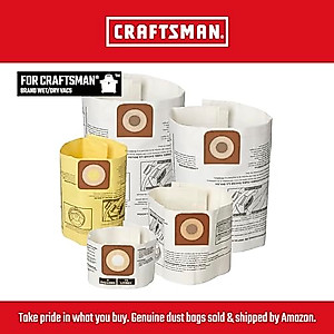 CRAFTSMAN CMXZVBE43271 Fine Dust Wet/Dry Vac Dust Collection Bags for CMXEVBE17040 4 Gallon Shop Vacuum, 2-Pack