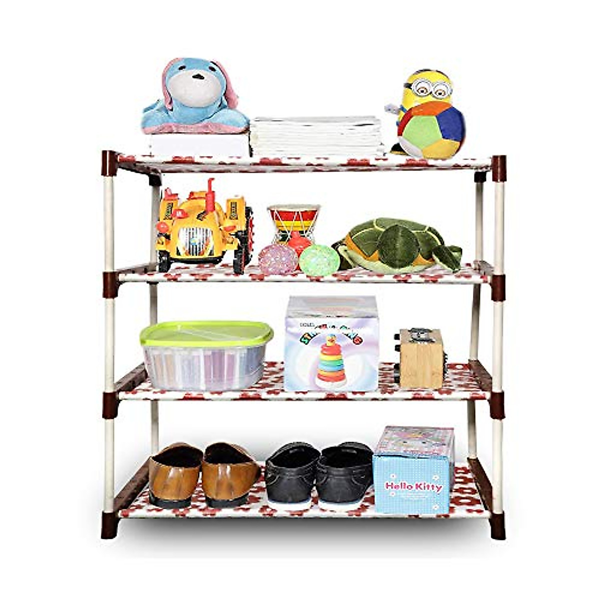 OppsDecor 10 Tiers Shoe Rack, Easy Assembled Shoe Stand Non-woven Fabric Shoe Tower, Sturdy Shoe Shelf Storage, Rack for Shoes Organizer Cabinet