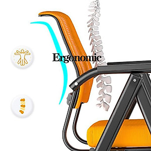 WIGSELBL Mesh Office Chair Ergonomic Computer Desk Chair Foldable Mid Back Stacking Arm Chair,Folding Nesting Chair Conference Room Chair with Padded Fabric Seat (Color : Blue)