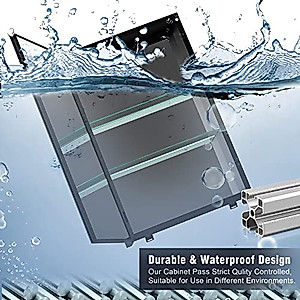 GETPRO Medicine Cabinets 40 x30 inch LED Lighted Medicine Cabinet Mirror for Bathroom Black Aluminum Surface Mount Anti-fogger Function 3 Color Temperature Adjustable Brightness