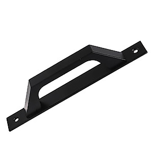 BQLZR Sliding Barn Door Pull Handle 8" for Cabinets Black Aluminum w/Base Pack of 2