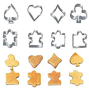 SurgeHai Cookie Cutters Set, 8PCS Poker & Puzzle Shapes Stainless Steel Metal Biscuit Molds Mini Cutters for Kitchen Baking
