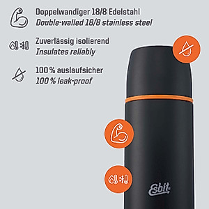 Esbit Stainless Steel Vacuum Flask with Double-Wall Insulation and Drinking Mug Lid - 0.75 Liter