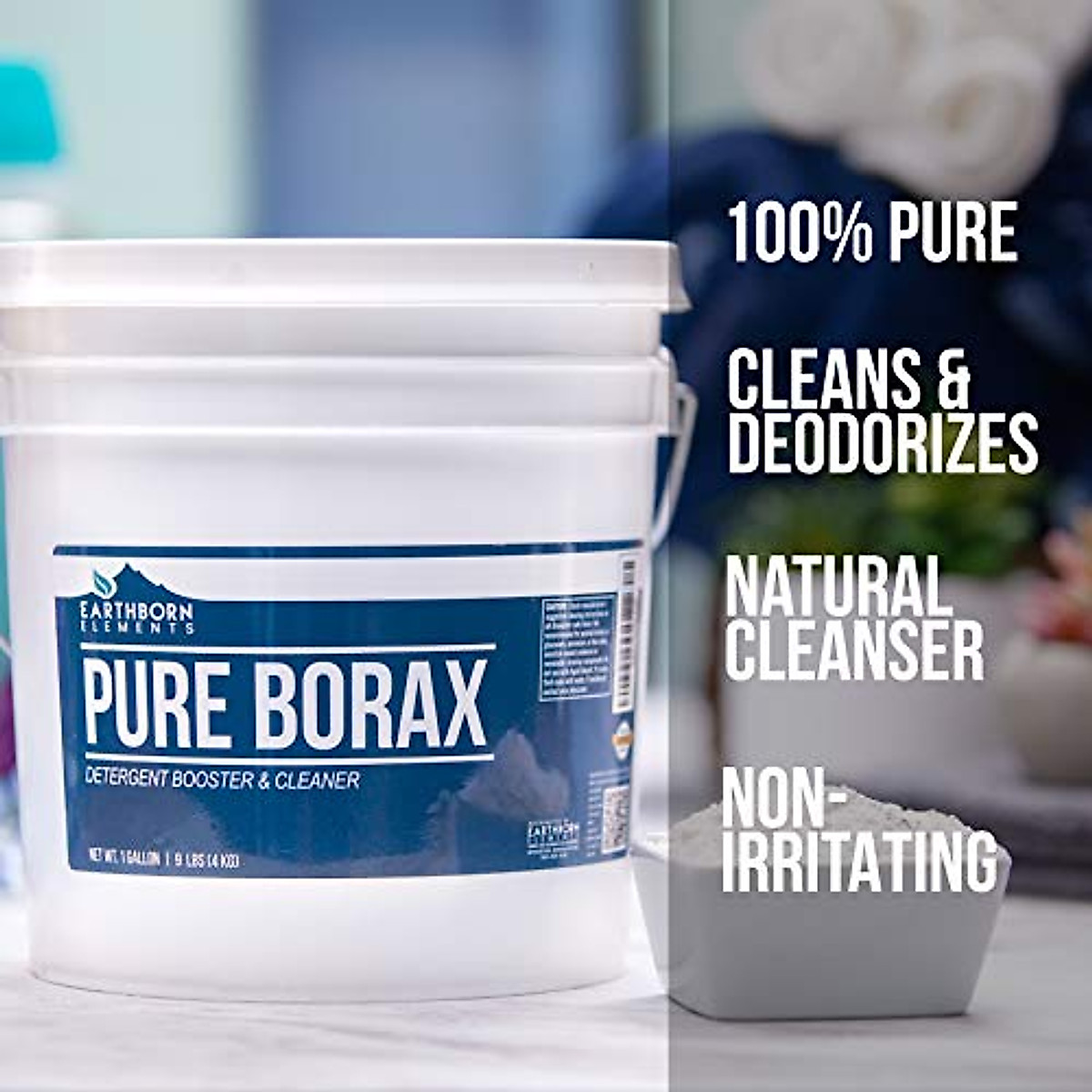 Earthborn Elements Borax Powder, Washing Soda, Soap Flakes (1 Gallon ea.) Multipurpose for cleaning & laundry, Resealable Bucket