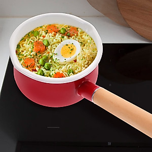 Kichvoe Stew Pot Enamel Milk Pot Wood Baby Multifunction Cooking Spoon Small Cookware