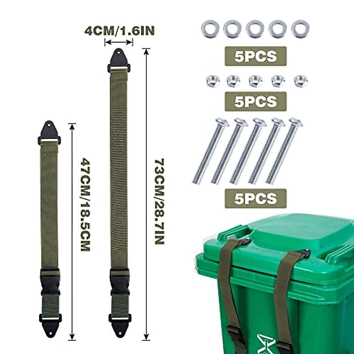 Bylion 2 Pack Trash Can Lid Lock, Outdoor Garbage Can Locks for Animals Proof Universal Lid Lock Stretchable Elastic Strap to Prevent Rust Trash Can Locks for Animals, Squirrels, Dogs, Raccoons