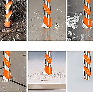 5Pcs Drill Bit Set (6/6/8/10/12mm) Carbide Alloy Multifunctional Drill Bit Set for Tile,Concrete, Brick, Glass, Plastic and Wood