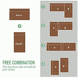 HANLIVES 108" Modular Sectional Sofa Couch for Living Room,Chenille Fabric L-Shape Upholstered Cloud Couch with 6 Pillow,Modern Minimalist Couches with Right Side Chaise,No Assembly Required-Grey