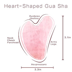 Contrybox Gua Sha Facial Tools, Rose Quartz Guasha Tool for Face & Eye Gua Sha Stone for Puffiness Reducing & Jawline Sculpting Face Stone Gua Sha Tools for Skin Care Woman GuaSha Stone Tool, Pink