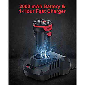 AVID POWER 3/8" Extended Cordless Electric Ratchet Wrench, 60N.m(44.2 Ft-lbs) 12V Power Ratchet Wrench Kit, Variable Speed Trigger, 10 Sockets & 2.0Ah Li-Ion Battery