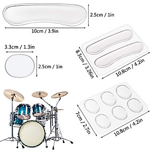 MIKIMIQI Drum Dampeners Gel Pads, 12 Pcs Round Silicone Drum Silencers and 4 Pcs Long Clear Soft Drum Dampening Gel Pads Transparent Drum Mute Pads for Drums Tone Control