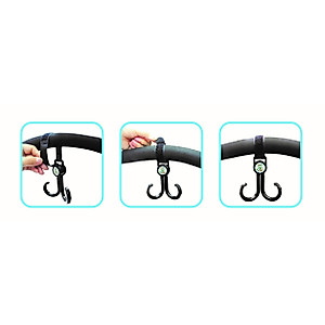 Clearance Stroller Hook Organizer - 2 Pack with 2 Double Multi Purpose Buggy Hooks (Blue) - Universal Fit for All Strollers - Pram, Pushchair, Stroller Accessory-Hanger for Baby Diaper Bags, Groceries