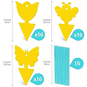 NiHome 48-Pack Yellow Sticky Traps with Twist Ties Indoor & Outdoor Plant Bug Fly Glue Catcher Nontoxic Odorless for Home Garden (Flower)