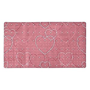 Bath Tub Shower Mat - Anti-Slip PVC Material 15.1x26.8 in, Gentle Cushioning Quick Drying Suction Cups Reliable Solution - Heart Pattern - Red Non-Slip Floor Mat