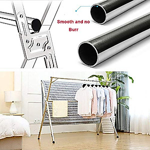 RELIANCER Free Installed Clothes Drying Rack Stainless Steel Foldable Rack Hanger Space Saving Retractable 43.3-59 inch Clothes Rack Adjustable Clothes Hanger Rolling Rack with 4 Casters & 10 Hooks