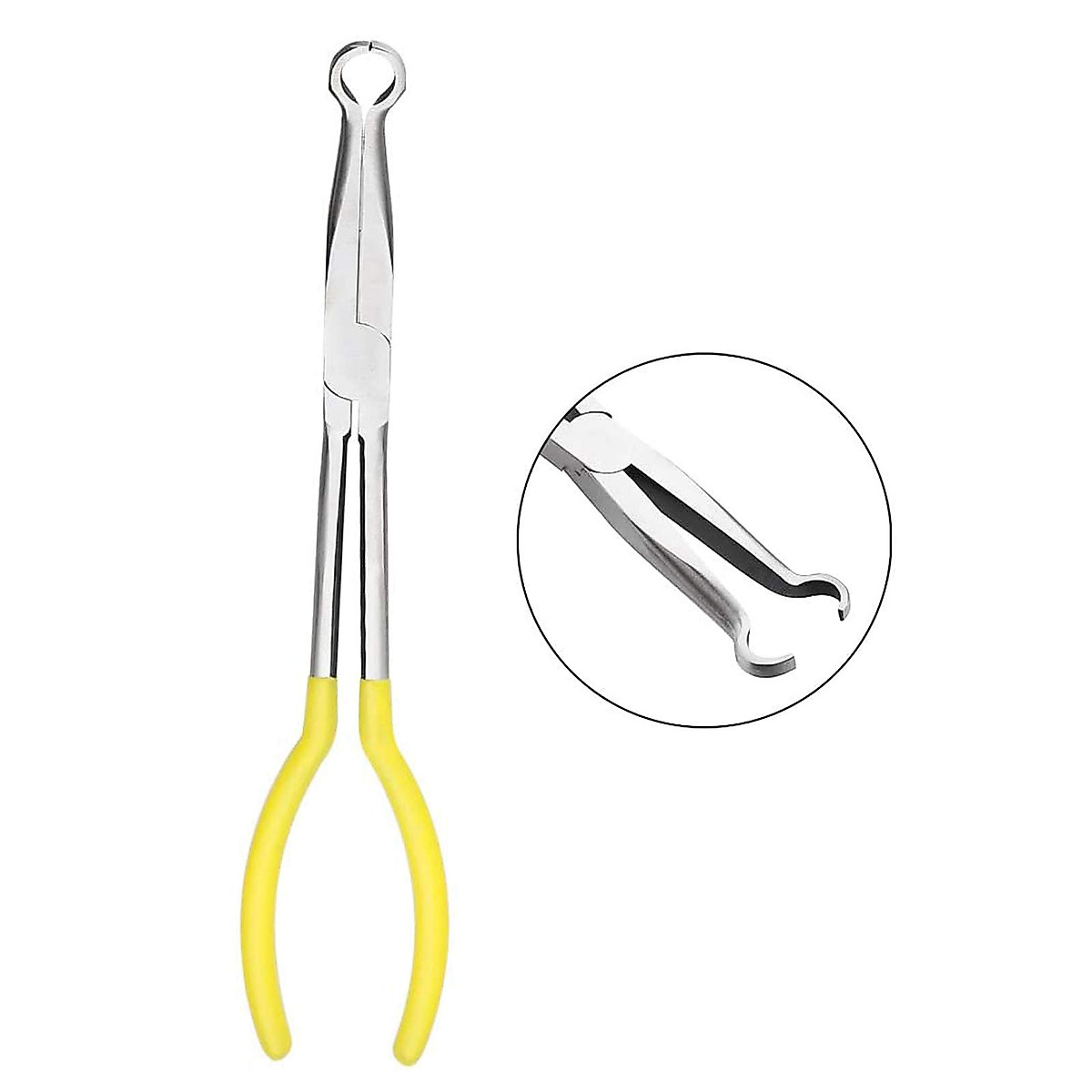 3-piece 11 Inch Long Reach Long Nose Pliers 25 degrees plier, circle plier,work for Mechanics Technicians and Contractors Work with Delicate or Difficult-to-Reach Pieces Milled-Jaws Steel Needle Nose