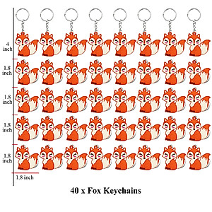 Elecrainbow 40 Pack Fox Keyring Pack Party Favor for Woodland Party, Camp Baby Shower, Stay Clever Themed Kids Birthday, Wild ONE First Birthday, Gender Reveal