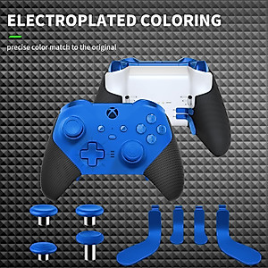 Elite Series 2 Controller Accessories，Metal Thumbsticks for Xbox Elite Wireless Controller Series 2，Accessories Replacement Include 4 Swap Joysticks, 4 Paddles, 1 D-Pads，2 accent rings (Core Blue)