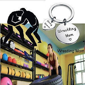 FEELMEM Wrestler Gifts Keychain Wrestling Mom Gift Wrestling Jewelry Gift for Wrestling Mom Wrestling Sports Mom or Wrestling Coach (Silver)