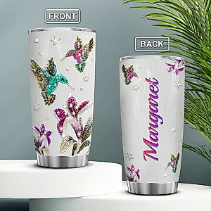 Wassmin Hummingbird Tumbler Personalized Gifts For Women Girls Lady Jewelry Drawings Style Tumblers Stainless Steel Insulated Coffee Travel Mug Stuff Birthday Christmas Cup Spirit Gift