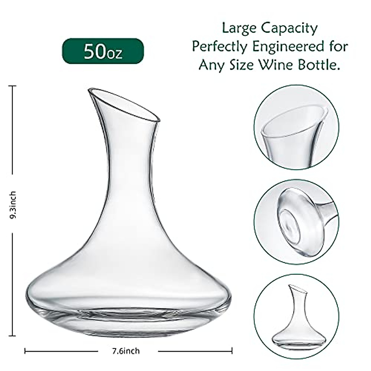 Gezzeny Wine Decanter, 50 oz Crystal Decanter Set 1.5L Wine Carafe, Red Wine Glass Decanter Set with Wine Accessories - Two Red Wine Glasses, Cleaning Beads, Drying Stand, Wine Gifts for Men/Women