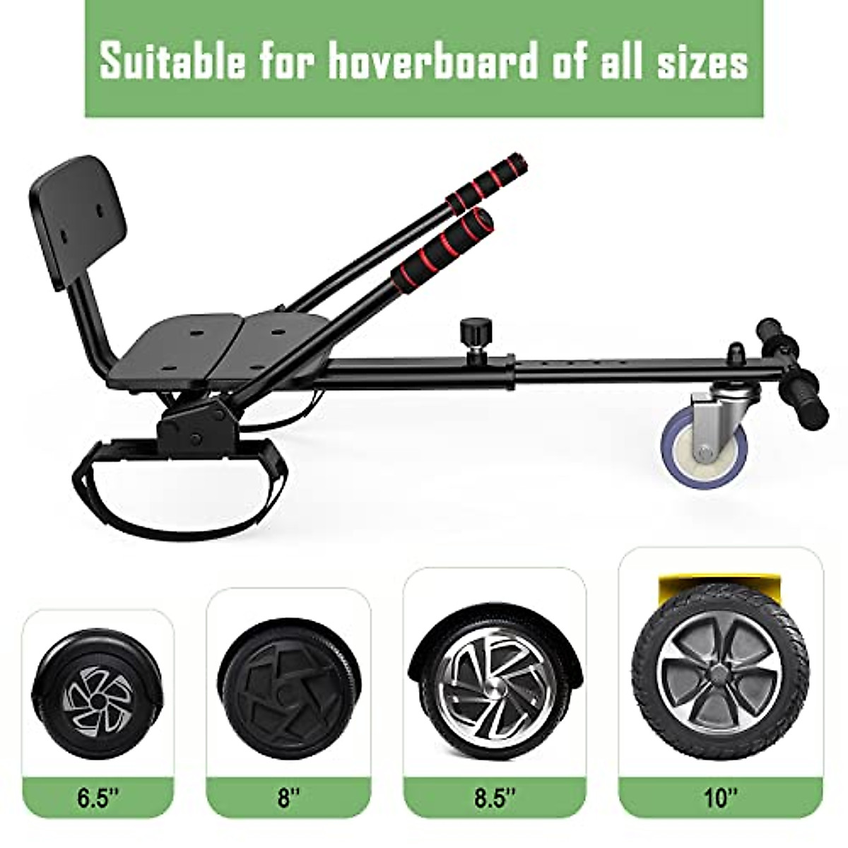 UNI-SUN Hoverboard with Seat Attachment Combo, 8.5" Hoverboard with Seat, Self Balancing Scooter with Bluetooth Speaker & LED Lights, Hoverboards for Kids & Adults, Silver