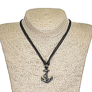 BlueRica Anchor & Rope on Adjustable Cotton Cord Necklace