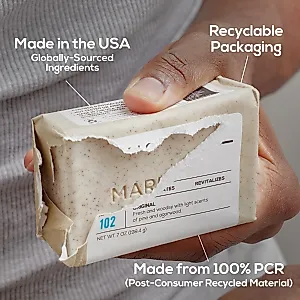 MARLOWE. No. 102 Men's Body Scrub Soap 7 oz | Best Exfoliating Bar for Men | Made with Natural Ingredients | Green Tea Extract | Amazing Scent