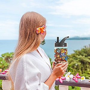 PYD Life Sublimation Sports Kids Water Bottle Blanks 16 OZ White Stainless Steel Bottles Vacuum Flask Tumbler with Sippy Up Lid and Straw for Tumbler Heat Press Sublimation Printing 4 Pack