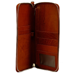 FINELAER Travel Passport Zip Around Long Leather Wallet