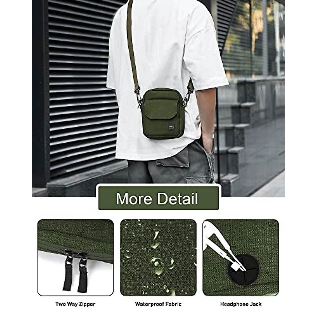 Small Side Shoulder Bag Crossbody Bag For Men Women Mini Messenger Bag Satchel Bag Travel Purse Wallet Passport Holder Bag, Cell Phone Purse Neck Pouch Wallet- Unisex Green Large