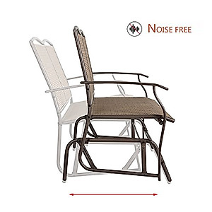 Marble Field Patio Swing Glider Bench for 2 Person, Garden Rocking Loveseat Chair, Rattan Resin Wicker Brown