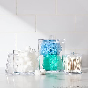 Youngever 60-Ounce, 30-Ounce and 15-Ounce Clear Plastic Apothecary Jars Set of 3, Square Shape