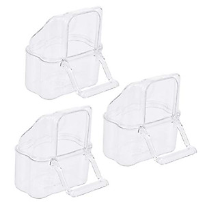 POPETPOP Bird Cage Hanging Feeder Cups - 3 Pcs Clear Plastic Food & Water Dispenser Bowl - No Mess Bird Feeder Bowl for Pet Cages
